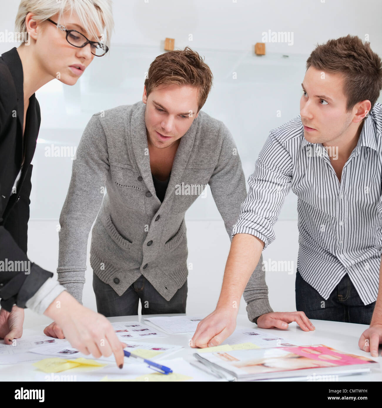 Three people in a meeting Stock Photo - Alamy