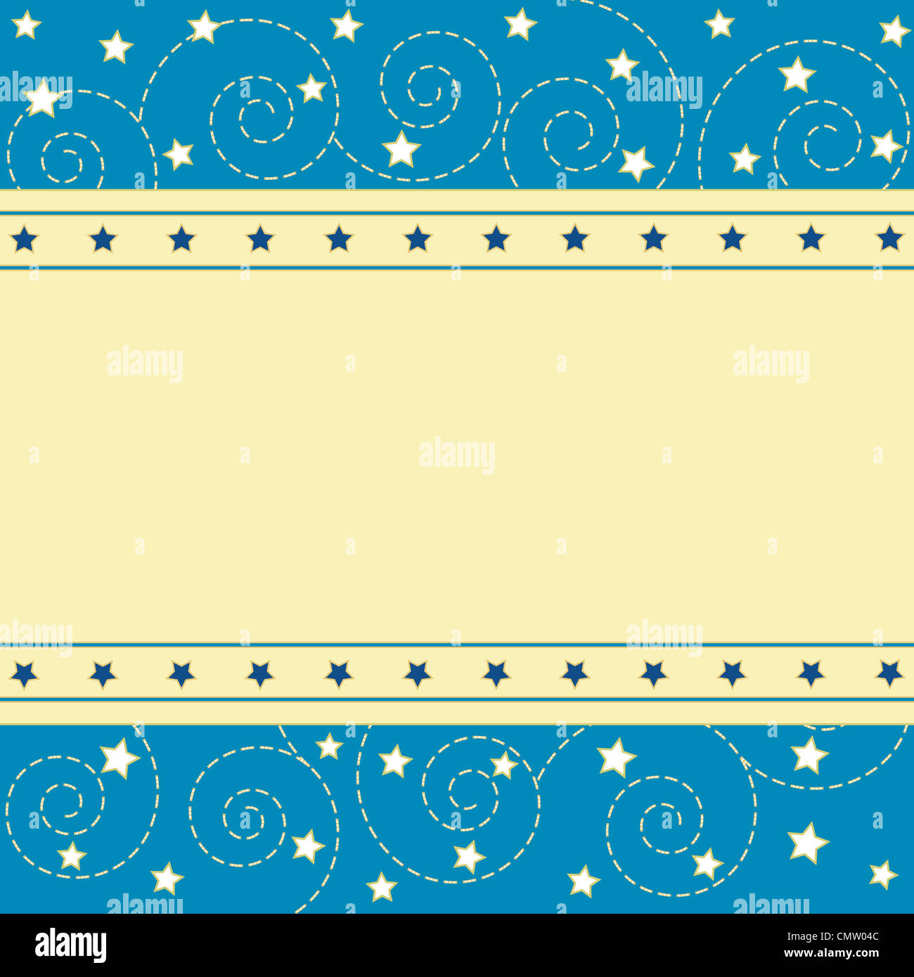 Artistic spiral and stars frame in blue Stock Photo - Alamy