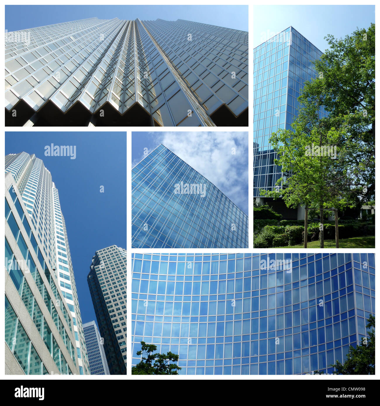 Modern buildings collage with bluw windows and sky Stock Photo - Alamy