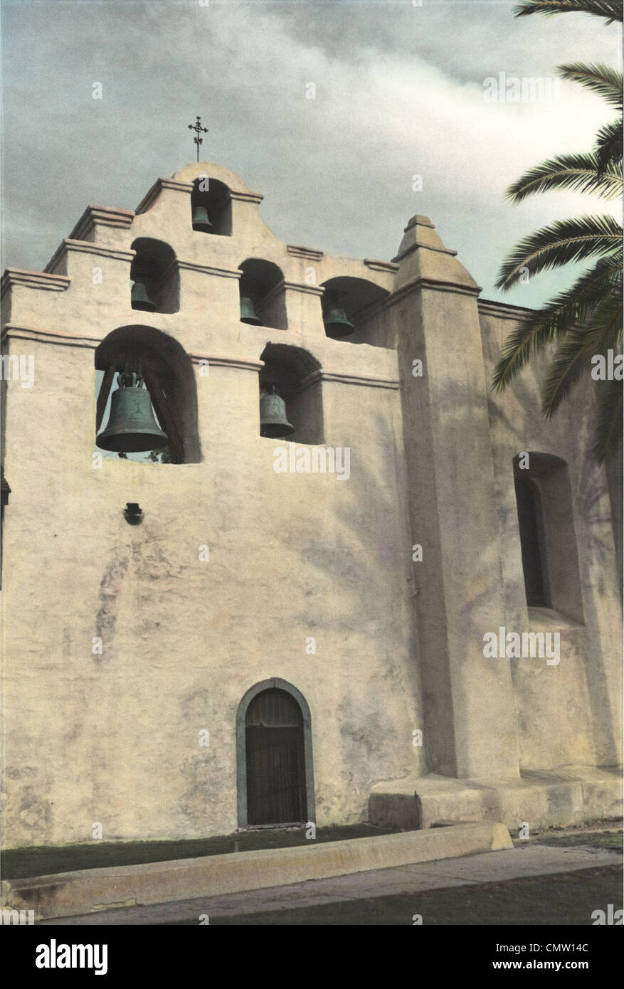 Mission San Gabriel bell tower Stock Photo - Alamy