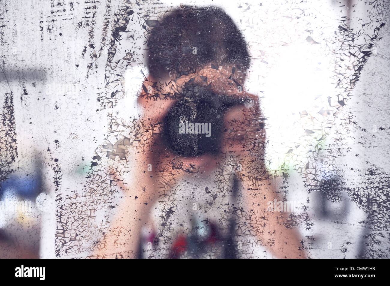 Photographer taking photograph of dirty mirror Stock Photo - Alamy