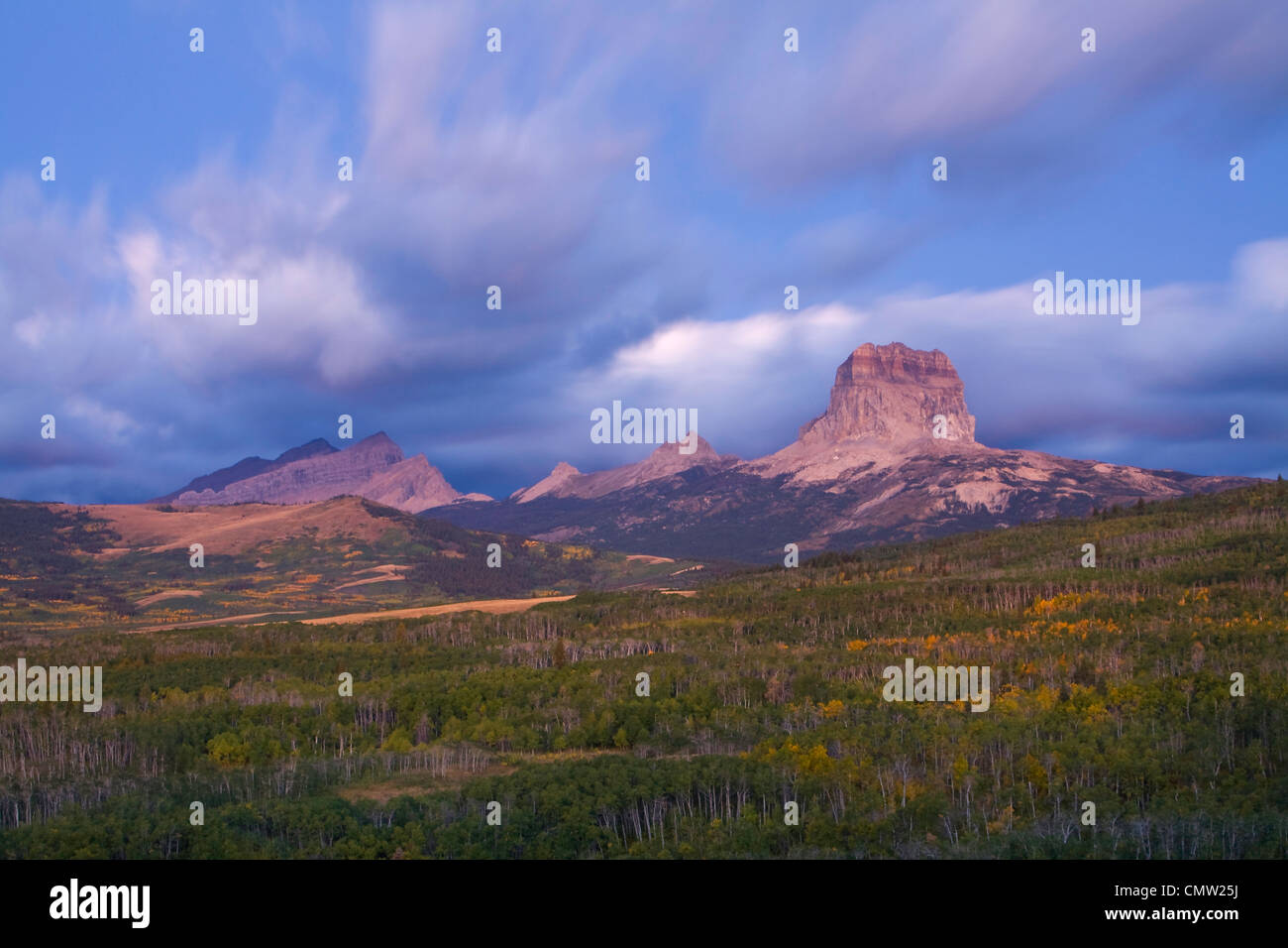 Chief Mountain in Glacier National Park, Montana, sunrise, fall Stock ...