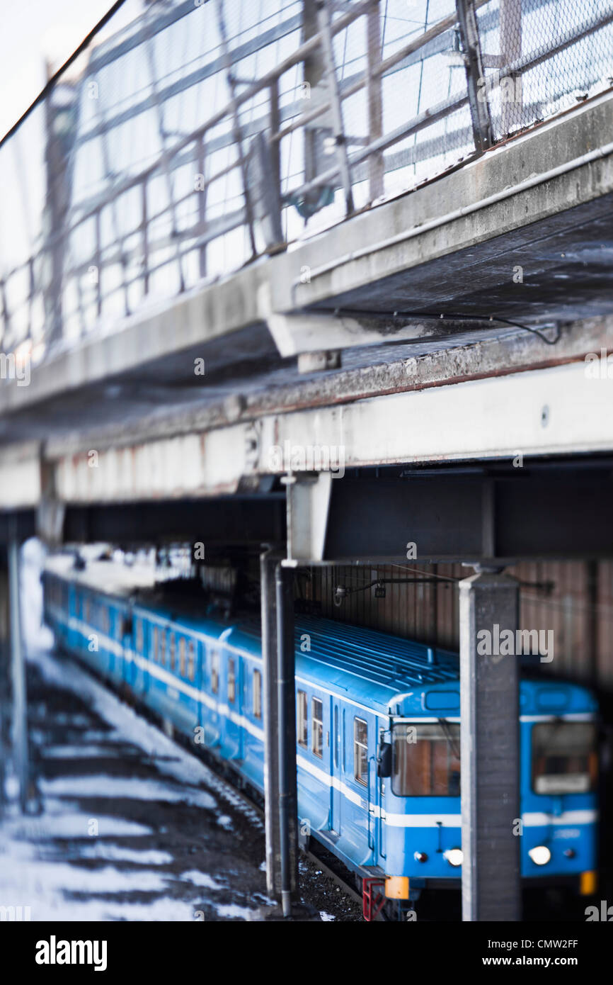 Train passing under the bridge hi-res stock photography and images - Alamy