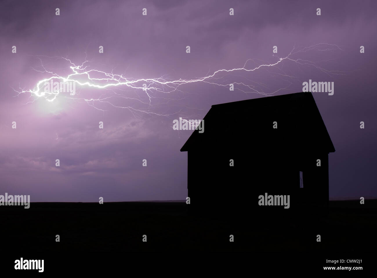 Lightning Storm over Abandoned Farm House in the Prairies. Val Marie ...