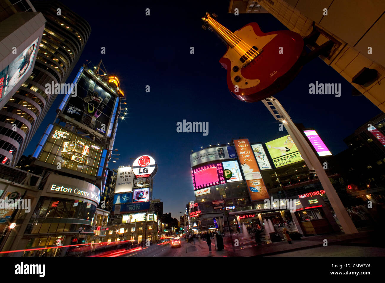 Dundas Square and Yonge Street at Night, Toronto, Ontario Stock Photo ...