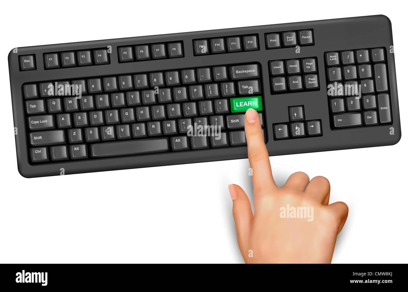 Hand touching key learn Stock Photo - Alamy