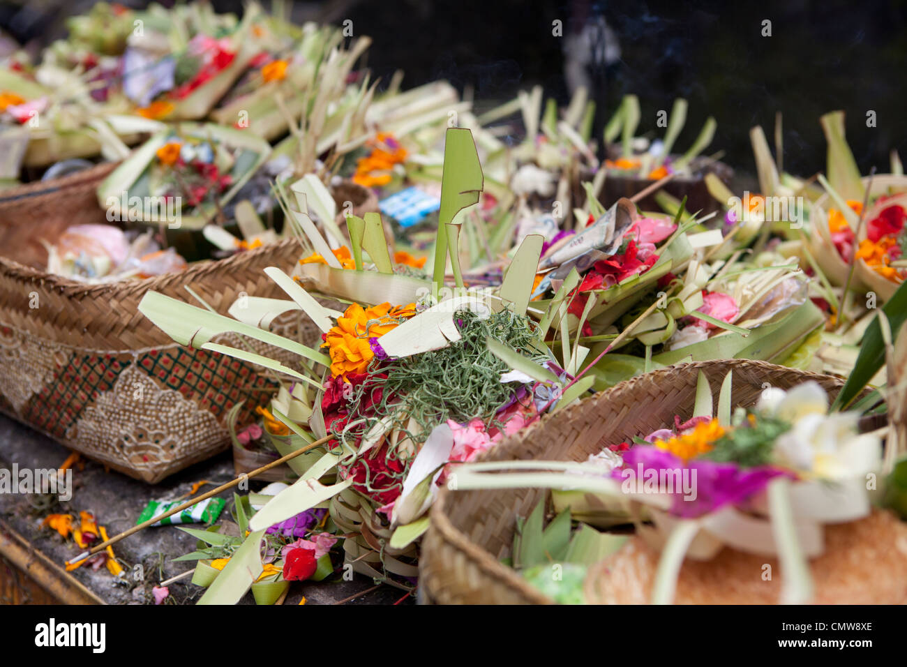 Religious offerings in a Balinese Temple,Bali,Indonesia Stock Photo - Alamy