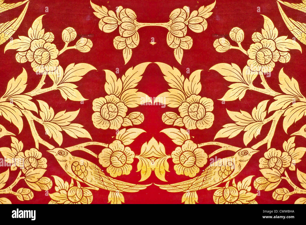 Vintage traditional Thai style art painting on temple for background ...