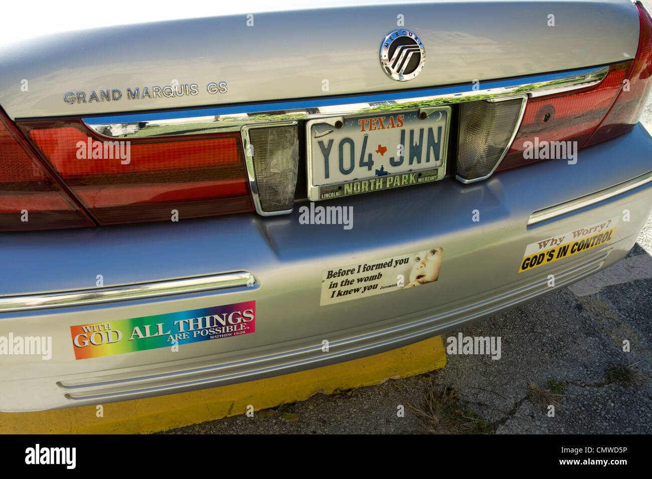 Car with stickers promoting God and scriptures Stock Photo - Alamy