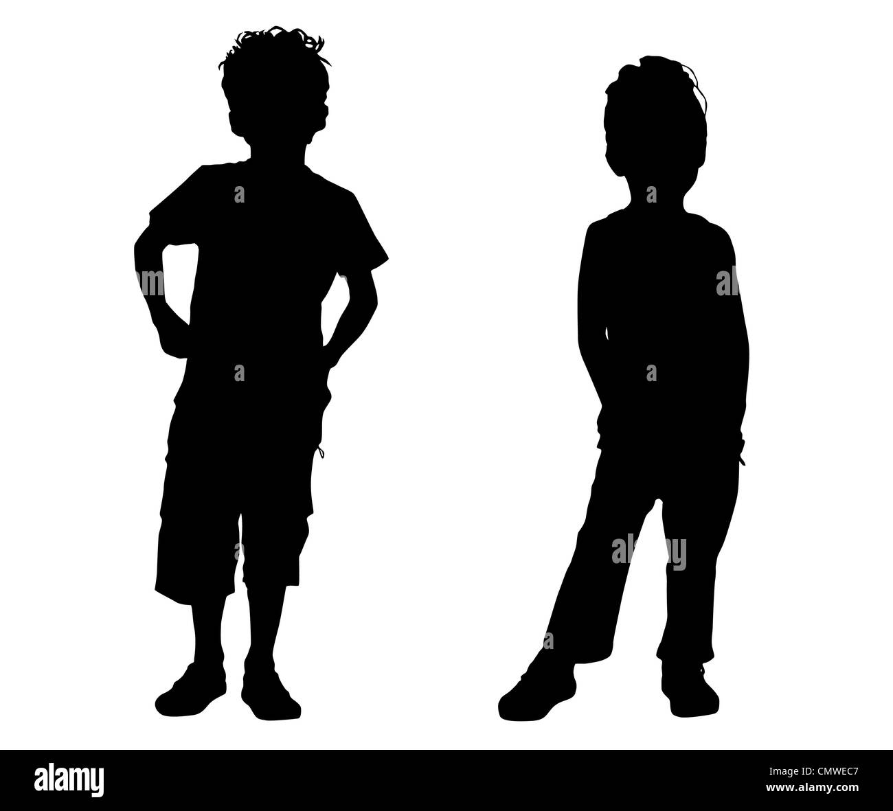 Silhouette small friends Stock Photo - Alamy