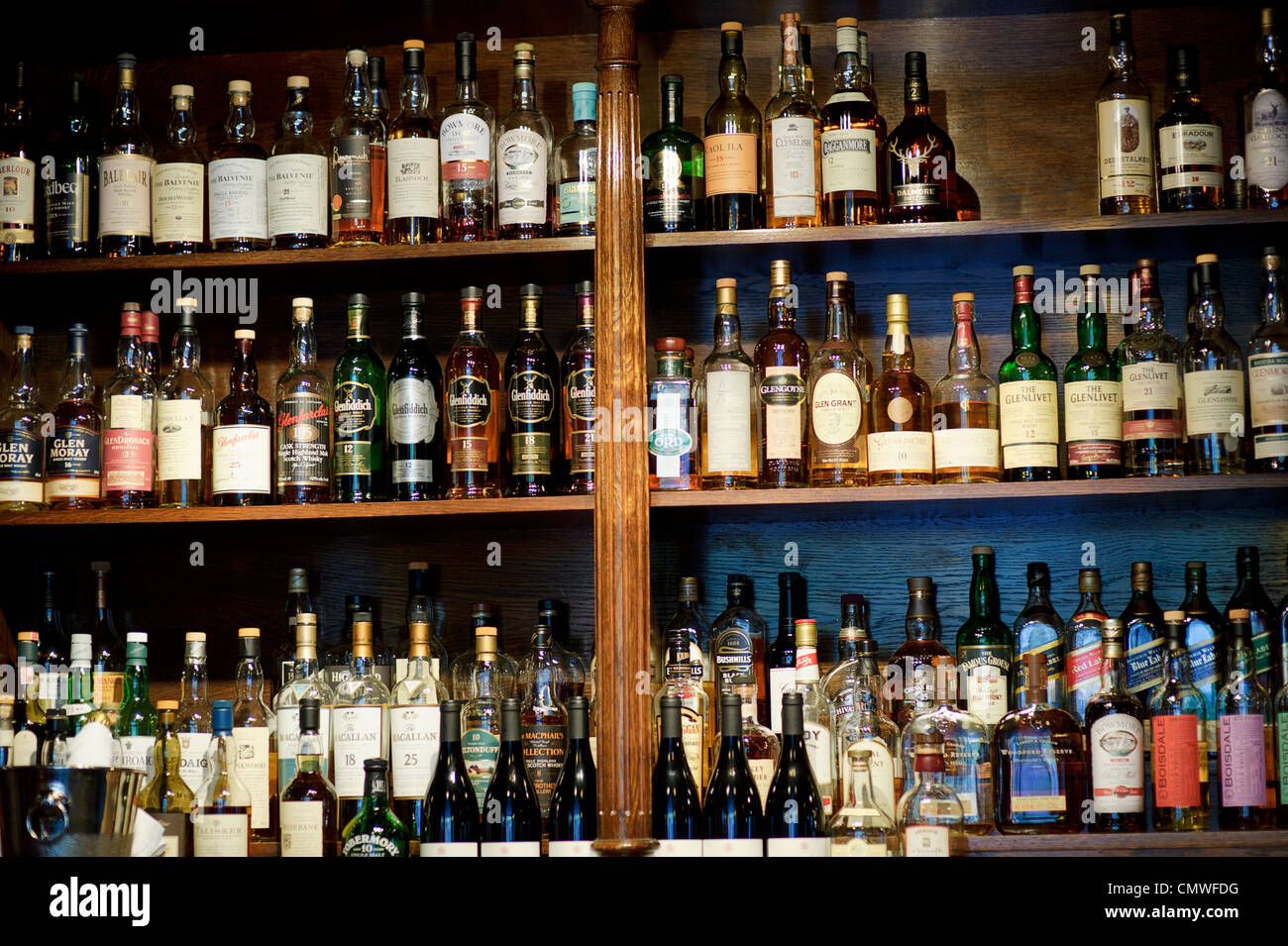 shelves of alcohol wine in pub or shop Stock Photo - Alamy