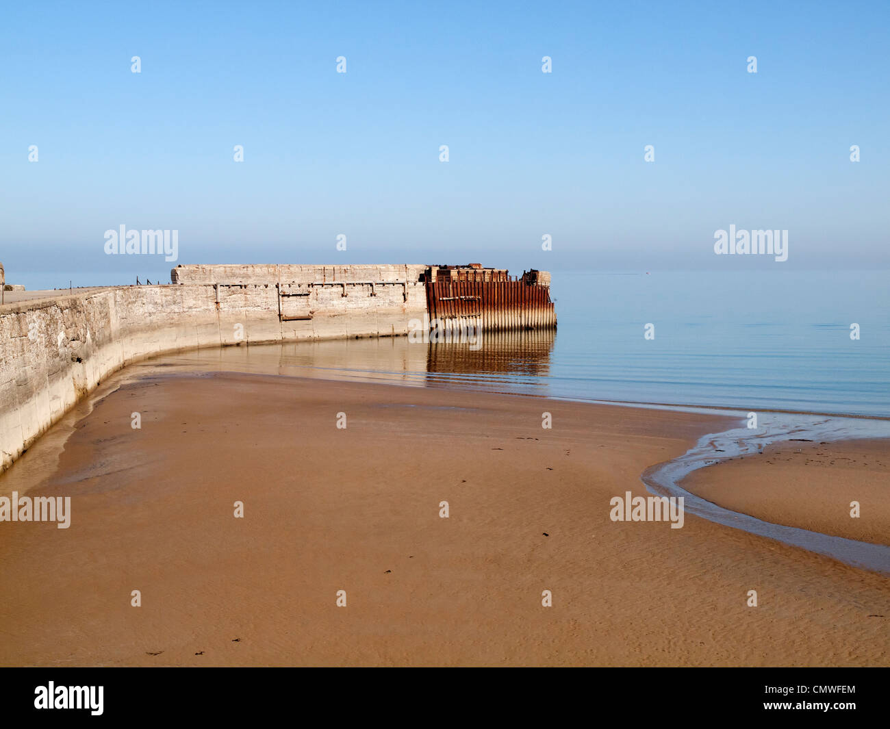 The entrance to the little harbour at Skinningrove with remains of the ...