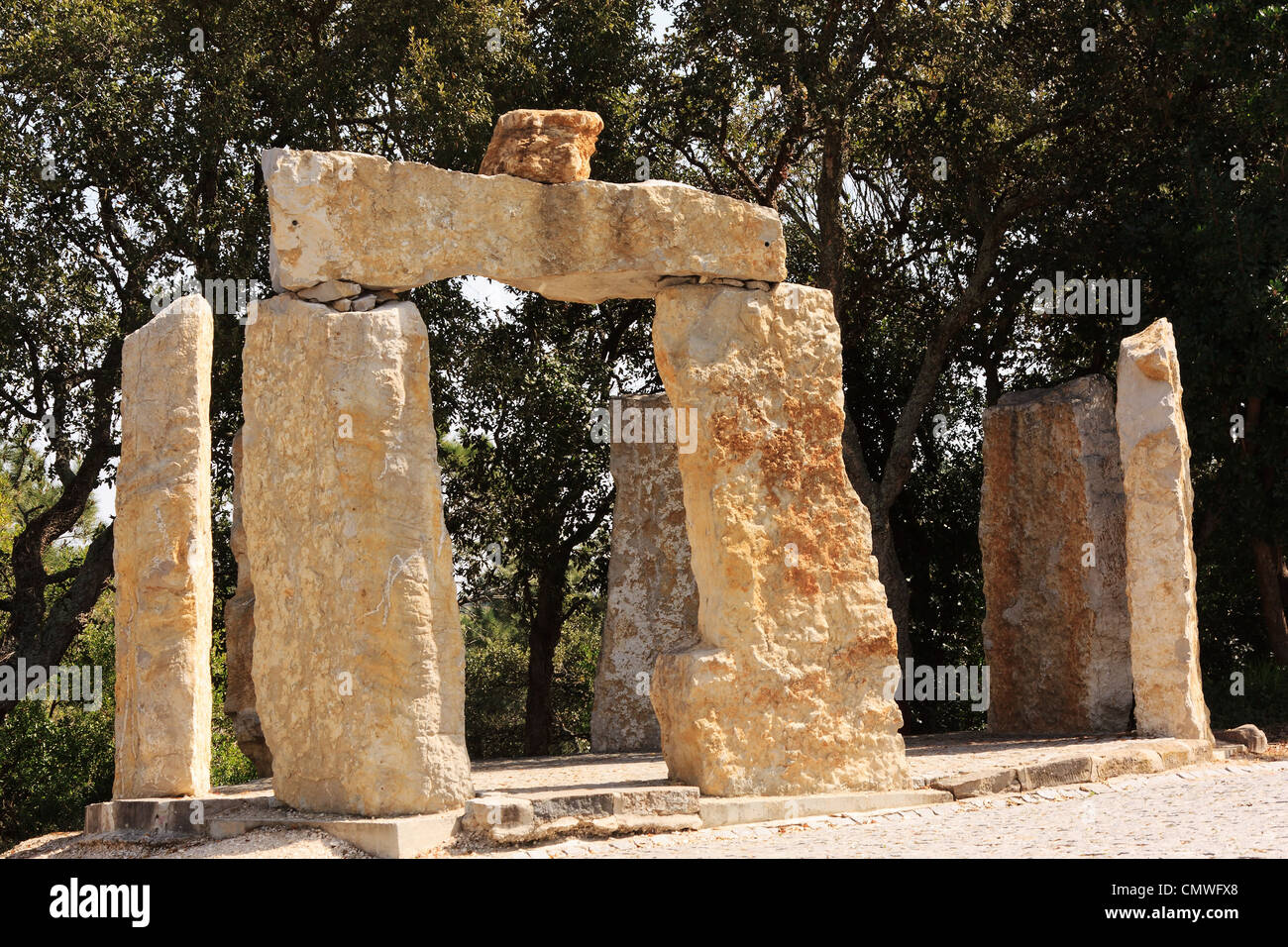 Marble ancient dolmen exhibited in an public garden Stock Photo - Alamy
