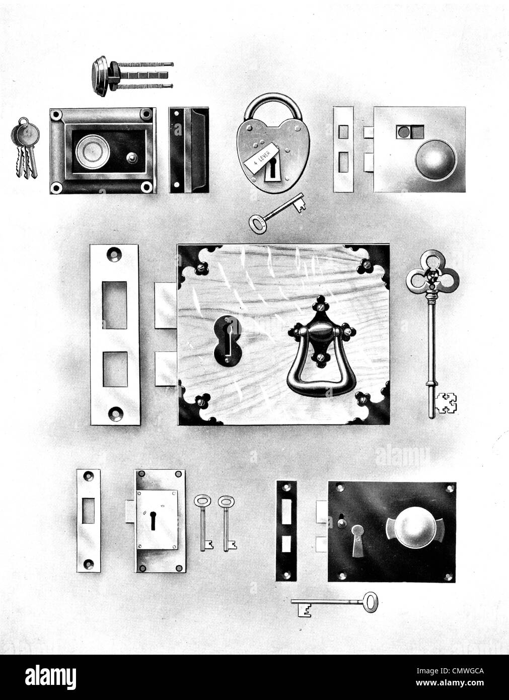 Door lock key security Black and White Stock Photos & Images - Alamy