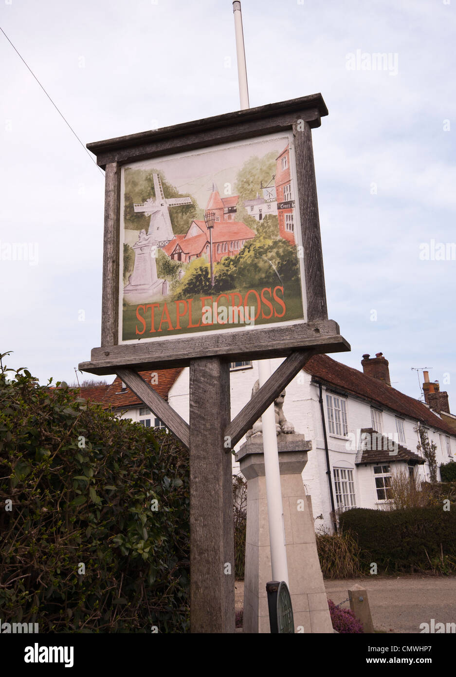 Staplecross Village Sign East Sussex Uk Villages Signs Stock Photo - Alamy