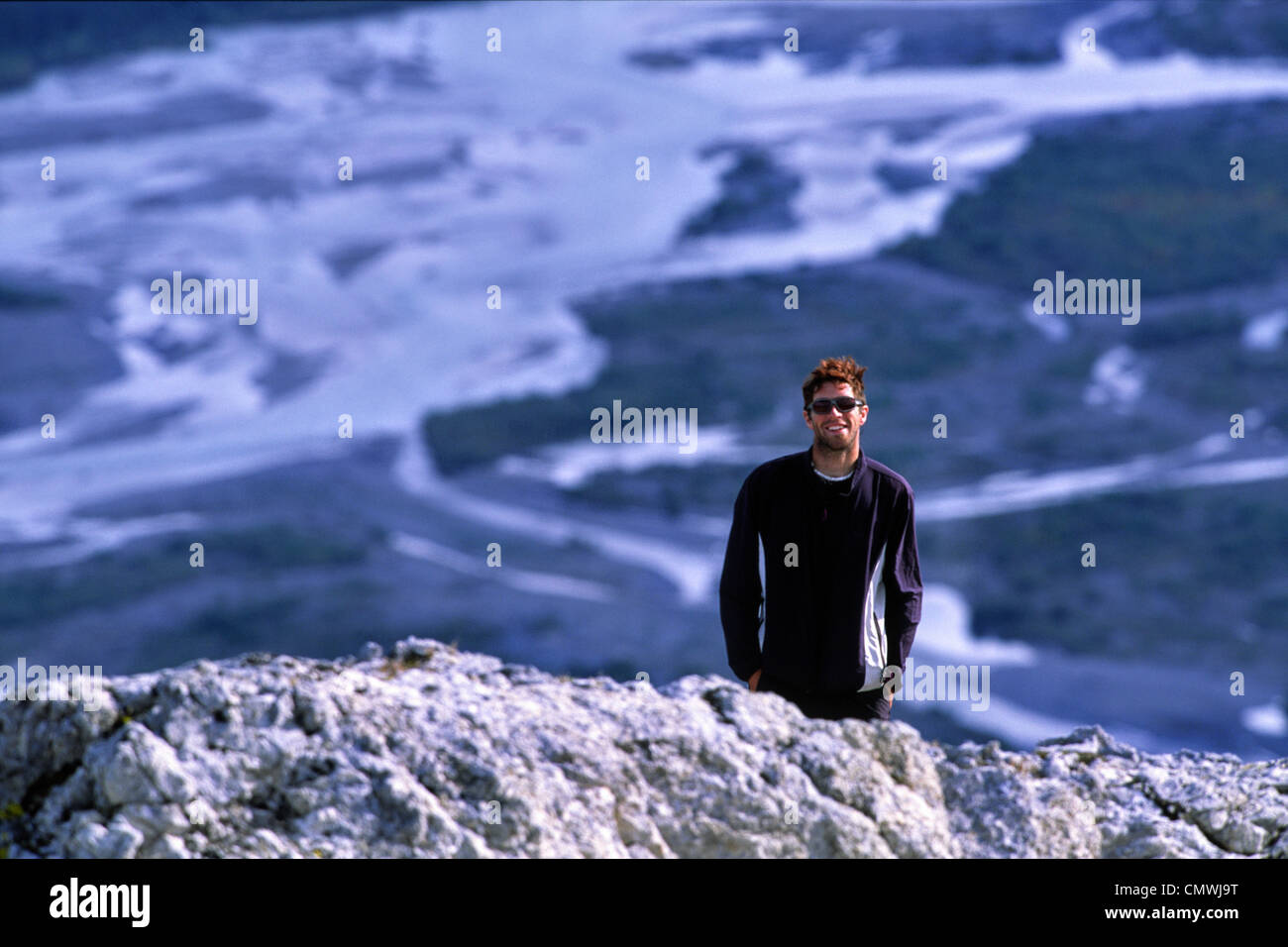 Portrait of a Hiker on Mount Deception with Wind River in the ...