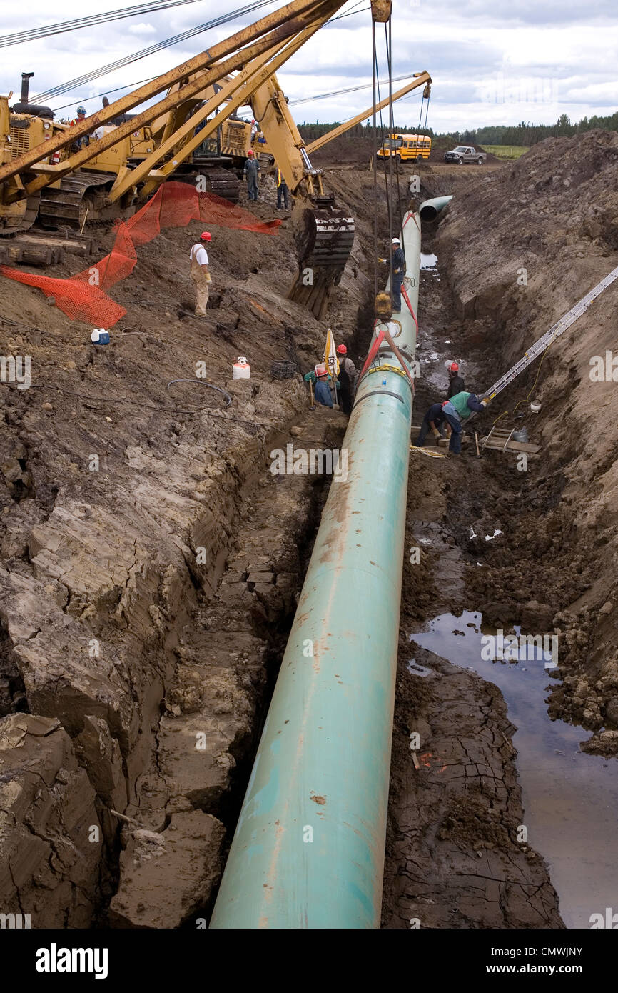 Pipeline Construction on a line running from Edmonton to the Oil Sands ...