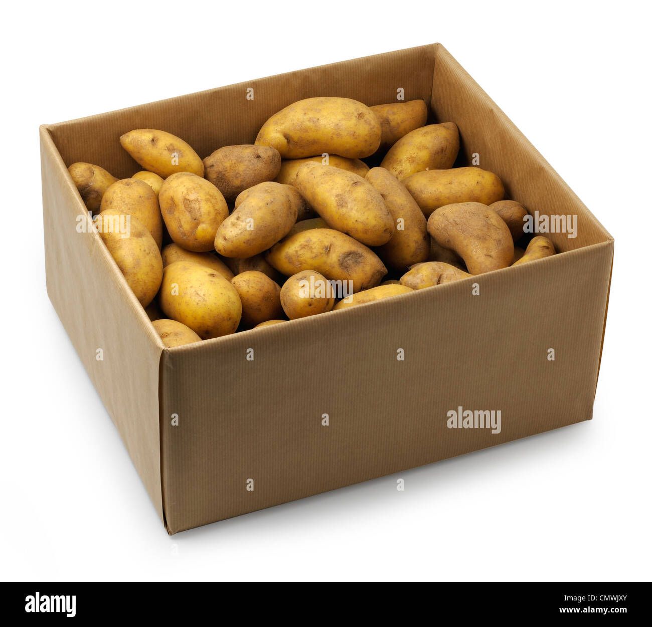 Side view of box of potato´s Stock Photo - Alamy