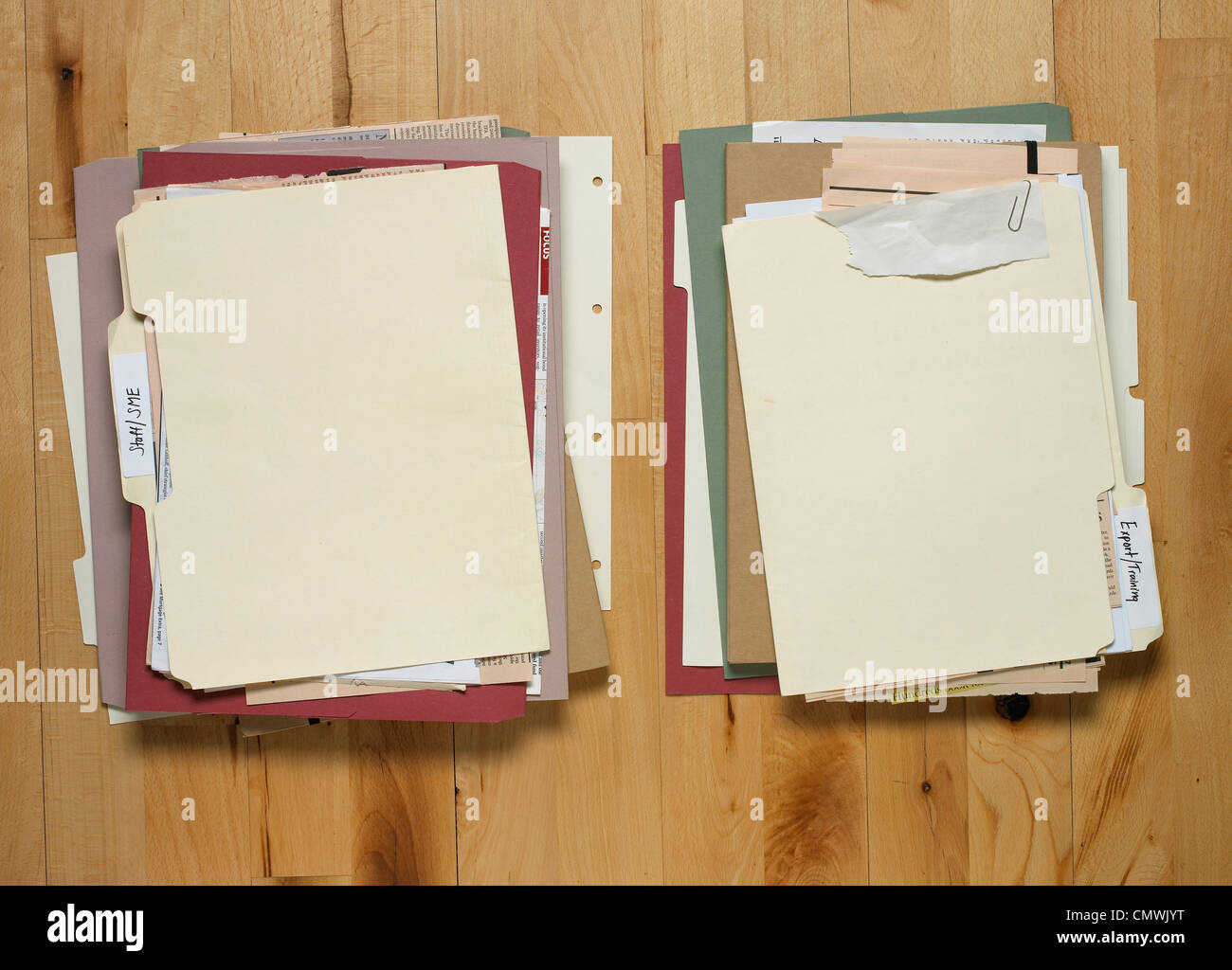 Two stacks of paper Stock Photo - Alamy