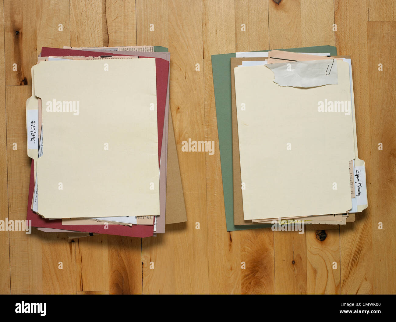 Two stacks of paper Stock Photo - Alamy