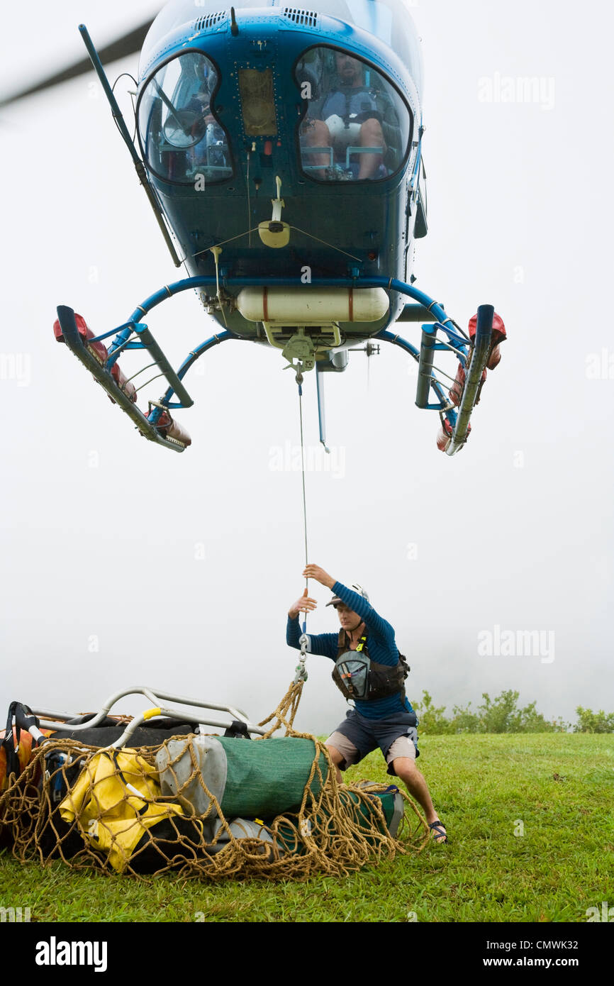 Helicopter lifting equipment heli rafting adventure hi-res stock ...