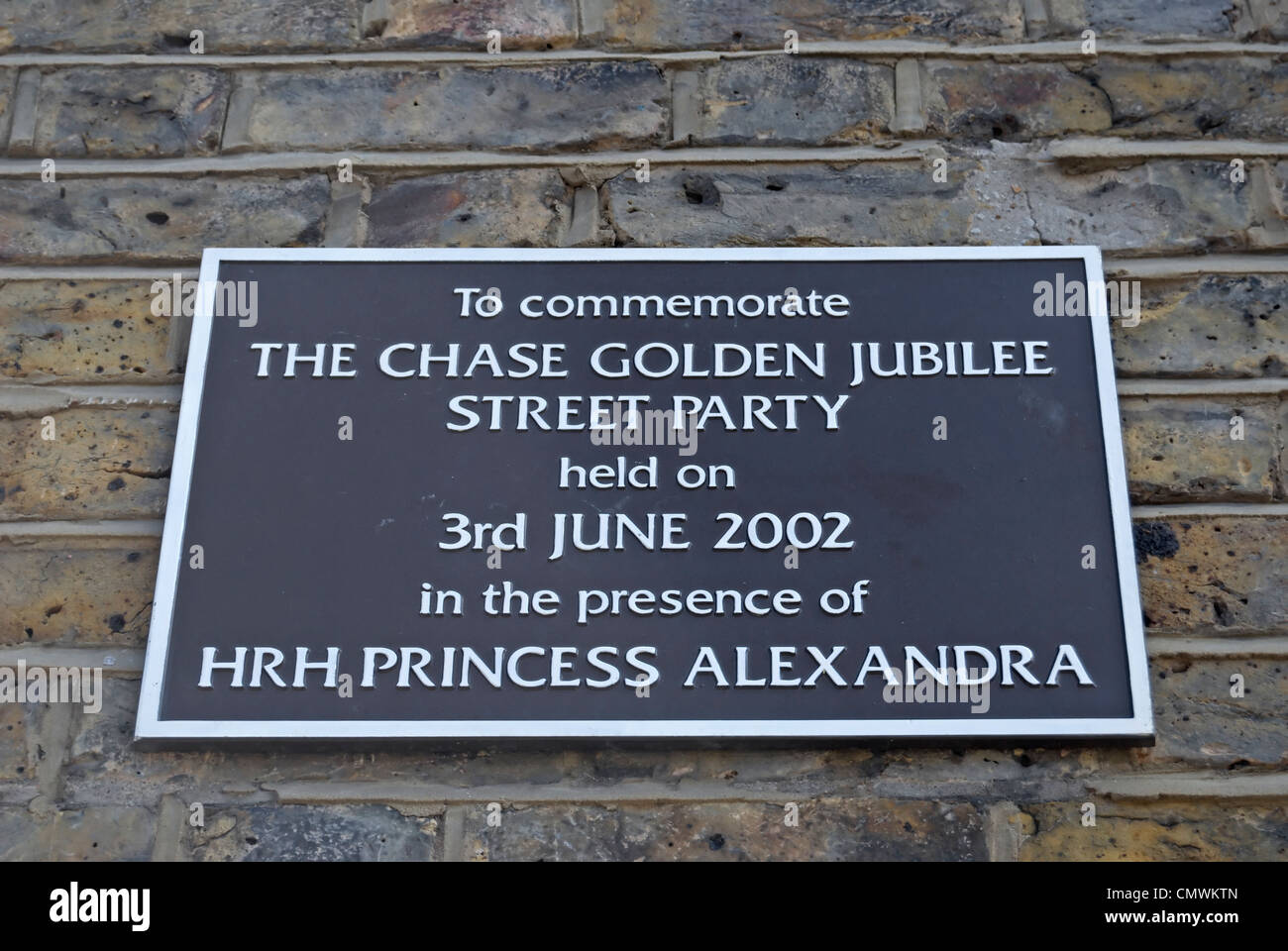 plaque commemorating a street party held in 2002 to mark the golden ...