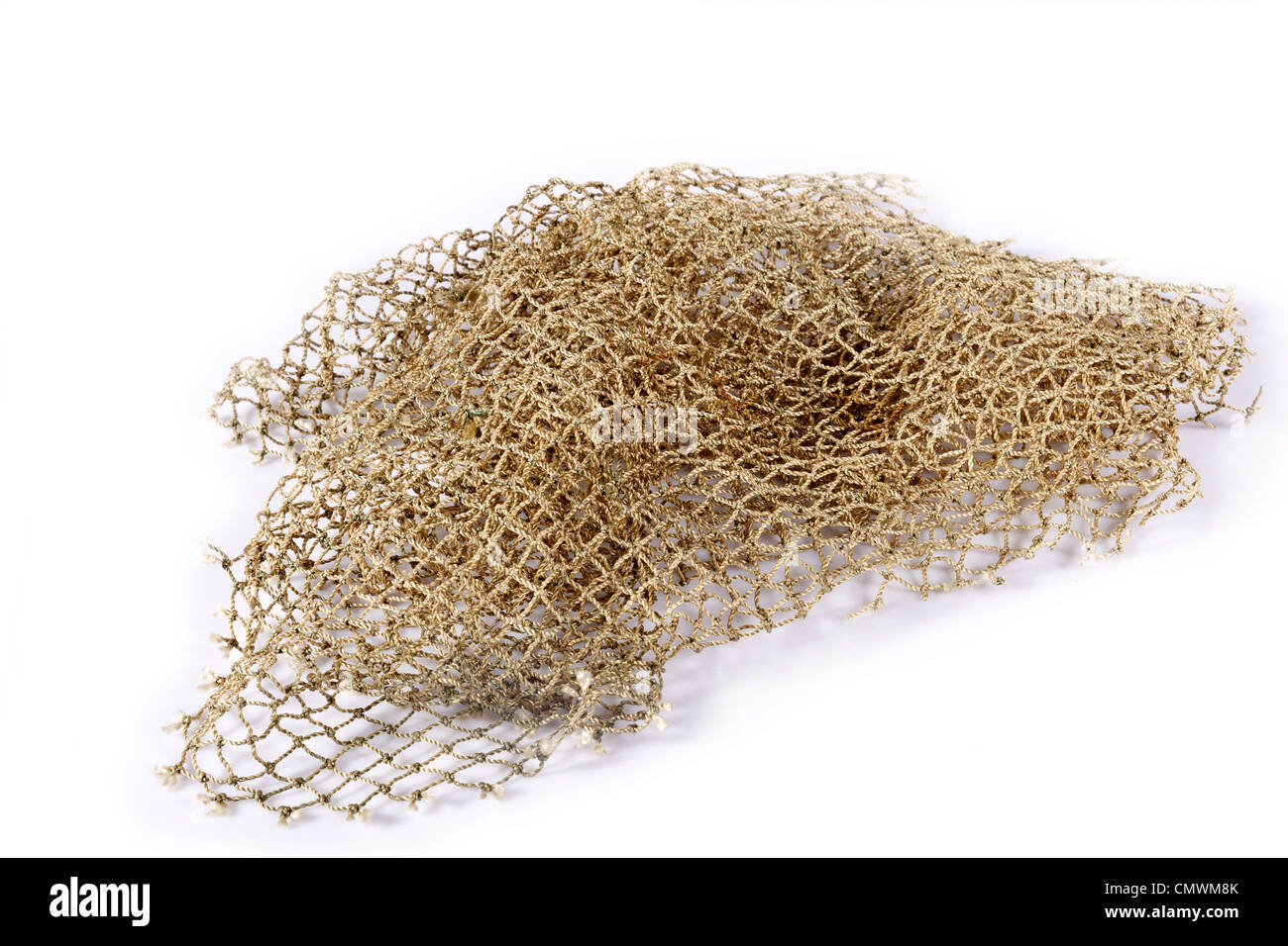piece of fishing net on a white background Stock Photo - Alamy