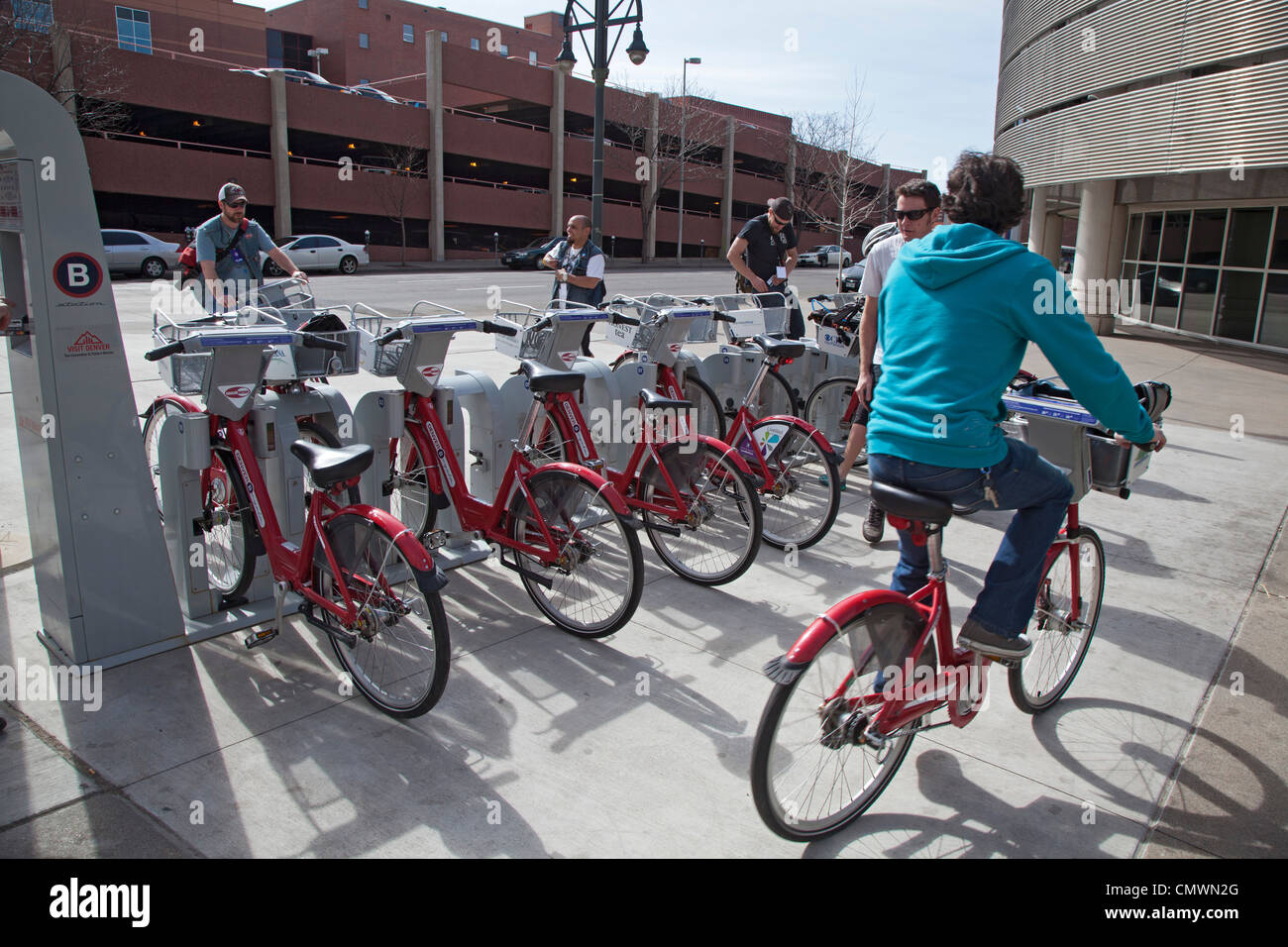 A Denver B-cycle bike sharing station Stock Photo - Alamy