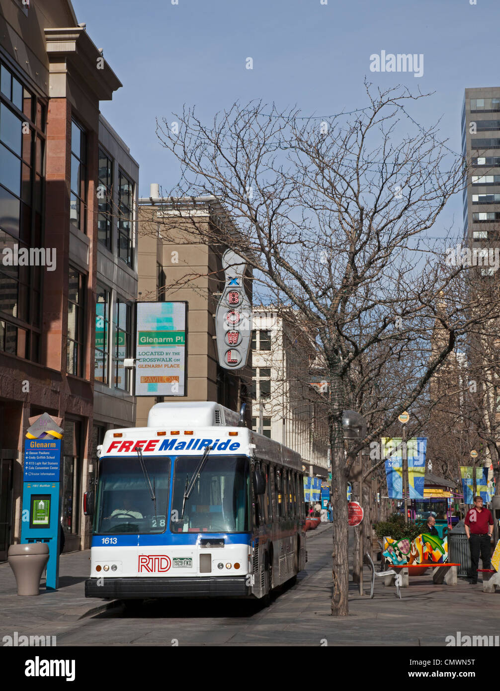 Denver, Colorado - The 16th Street pedestrian mall. A free shuttle bus ...