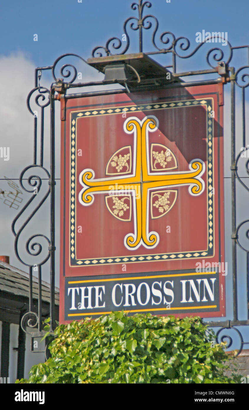The Cross Inn sign Eardisland Herefordshire England UK Stock Photo - Alamy