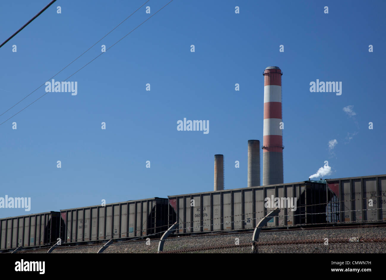 Denver, Colorado - A train delivers coal to Cherokee Station, a coal ...