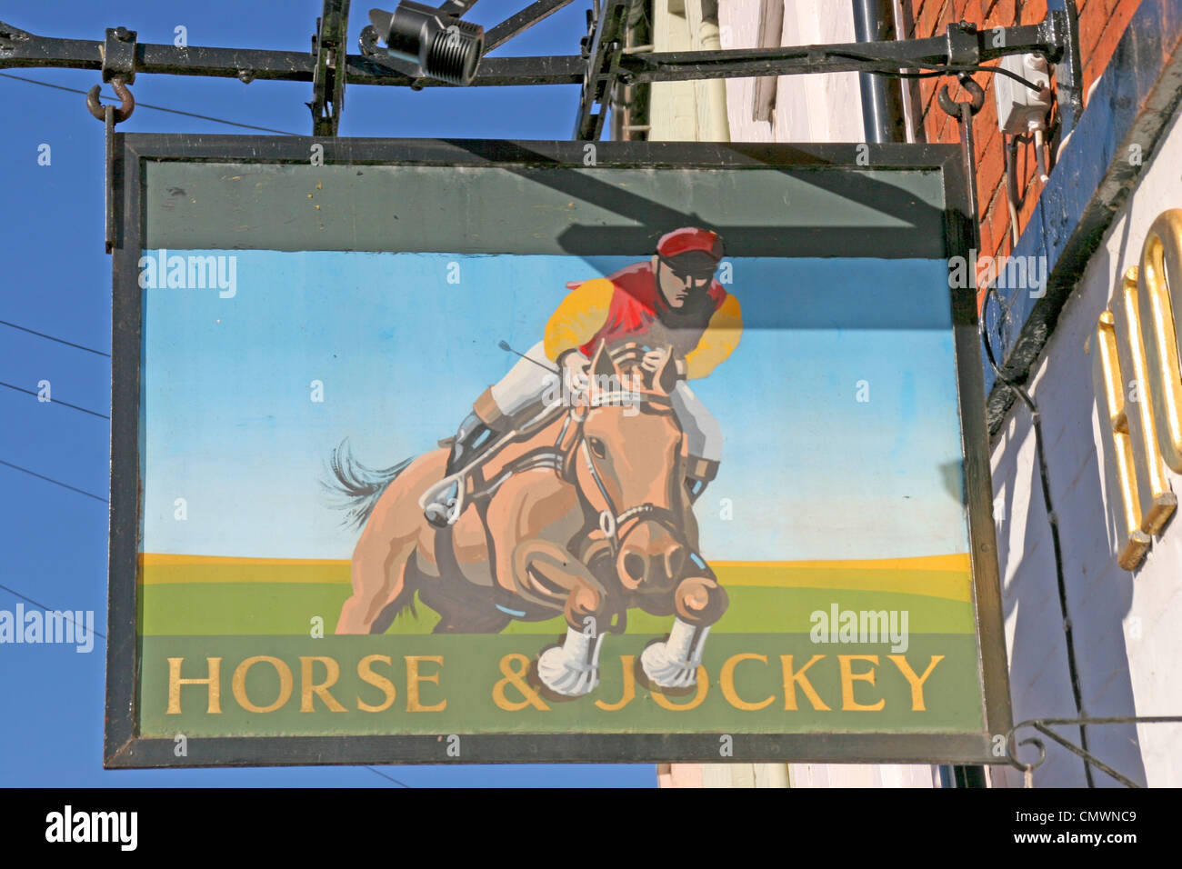 Horse and Jockey Inn sign Ross on Wye Herefordshire England Stock Photo ...