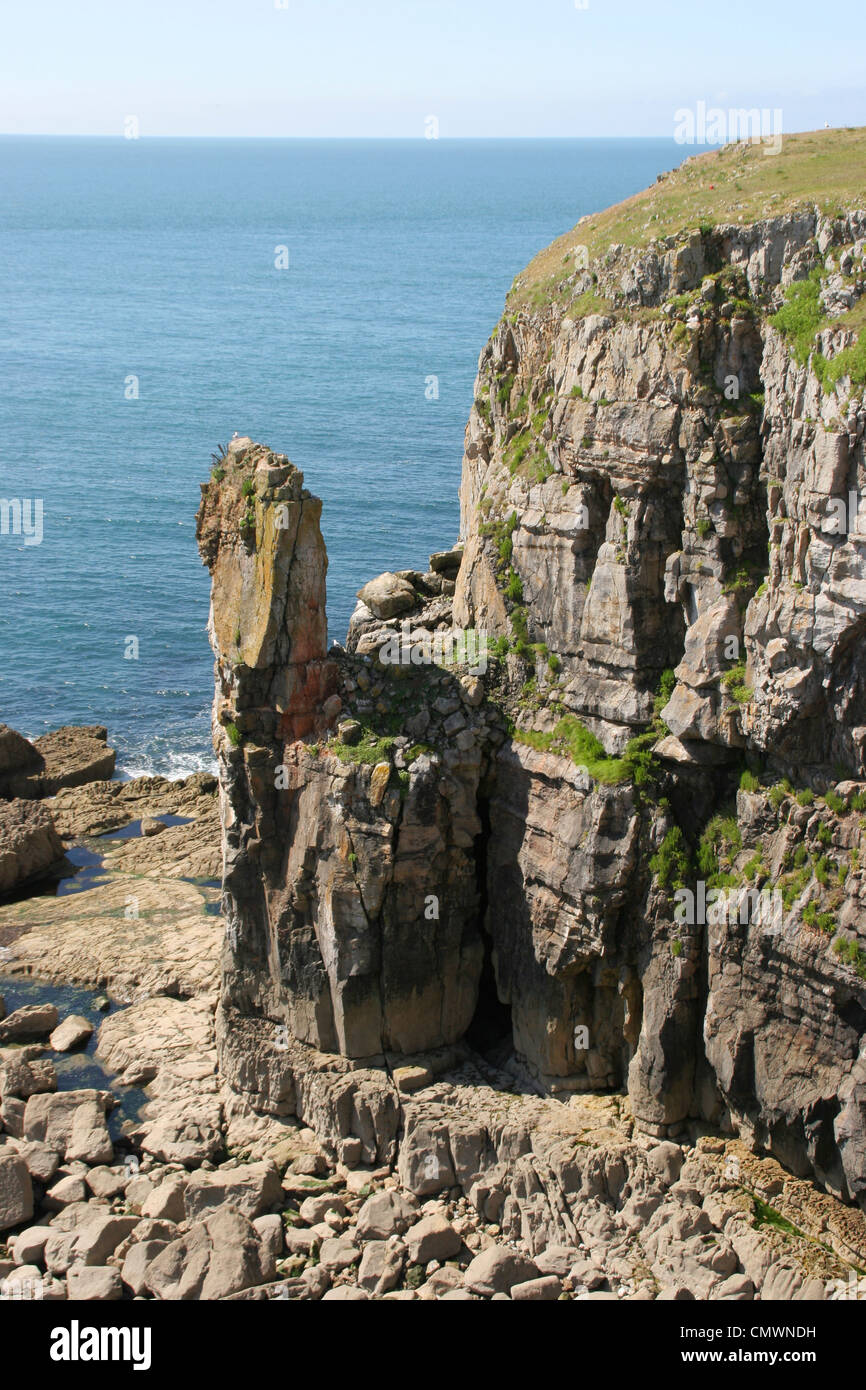 Rock Stack St Govan's Head Castle Martin Pembrokeshire Wales UK Stock ...