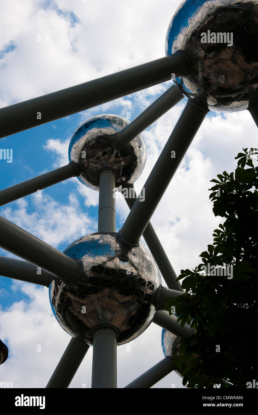 Three silver spheres on top of The Atomium in Brussels, Belgium Stock ...