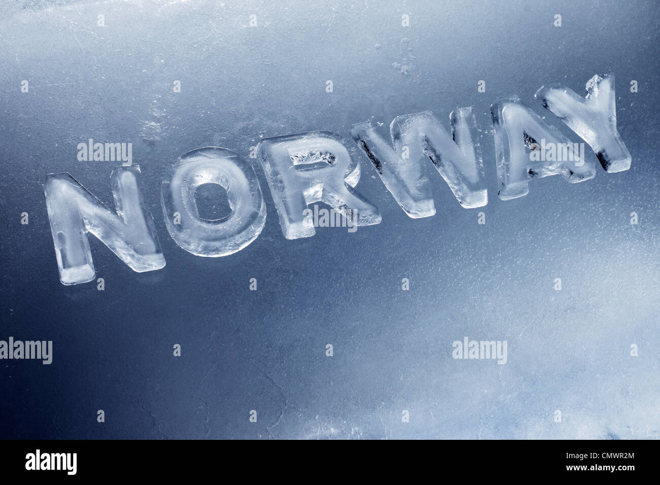 Word Norway written with letters made of real ice Stock Photo - Alamy