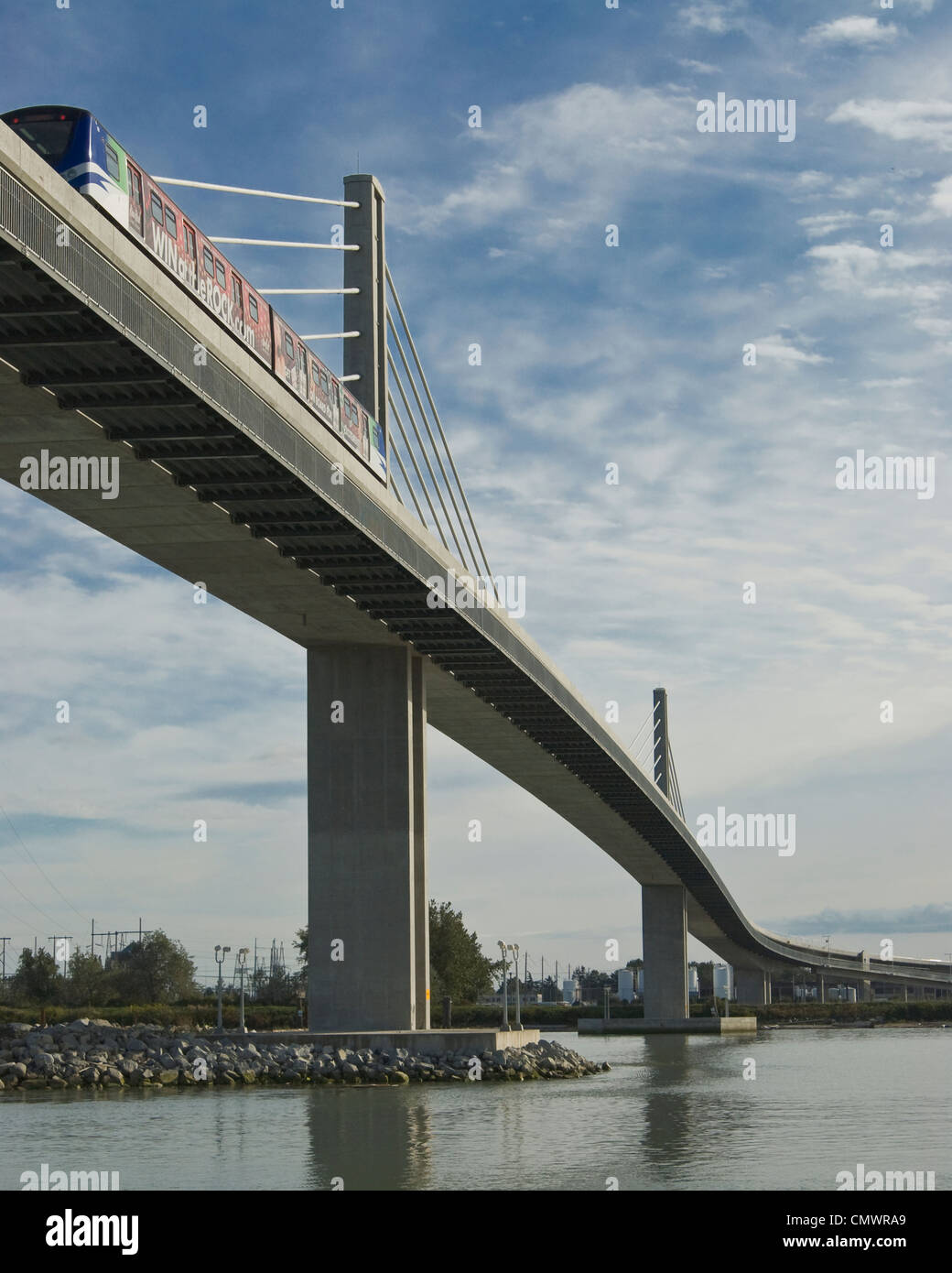 Skytrain crossing Canada Line bridge, Vancouver, British Columbia Stock ...
