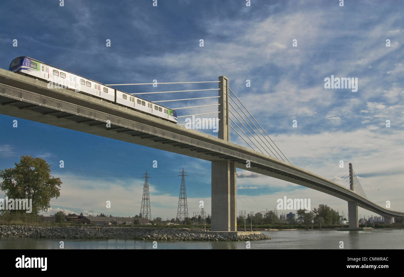 Skytrain crossing Canada Line bridge, Vancouver, British Columbia Stock ...