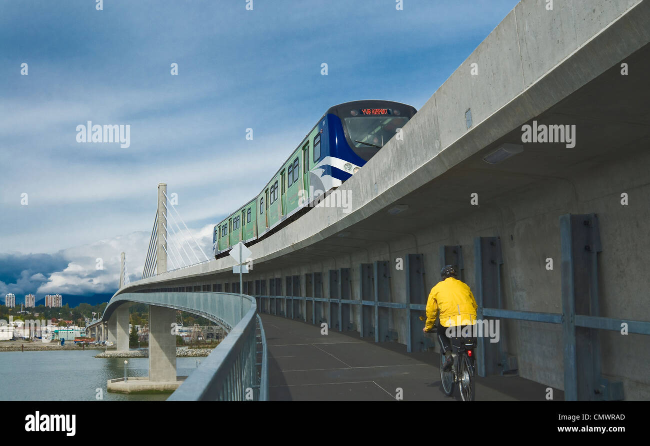 Canada Line skytrain bridge, Vancouver, British Columbia Stock Photo ...
