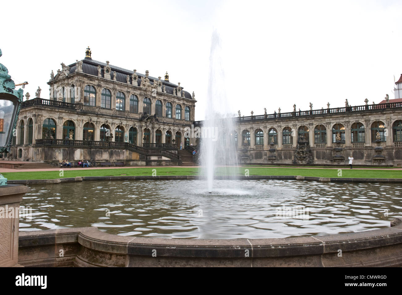 A fountain in the foreground of a Dresden gallery Stock Photo - Alamy