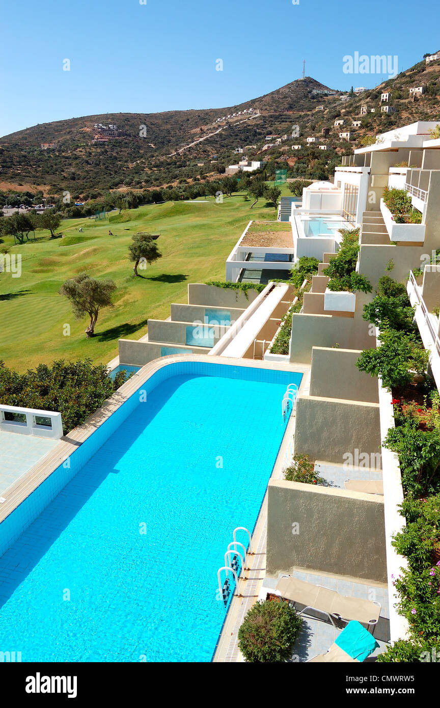 View from luxury hotel on golf field, Crete, Greece Stock Photo - Alamy