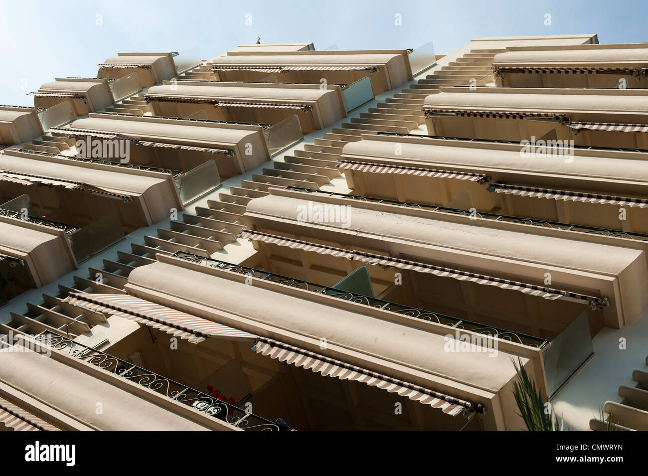 A shot of a European designed balconies on an apartment building, taken ...