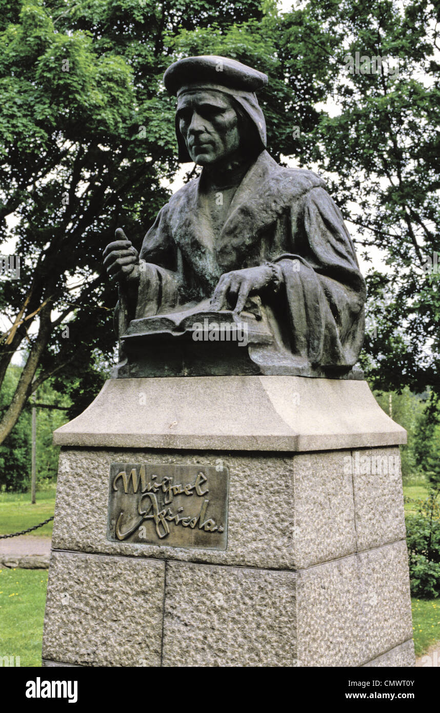 Monument to Mikael Agricola, a Finnish clergyman and de facto founder ...