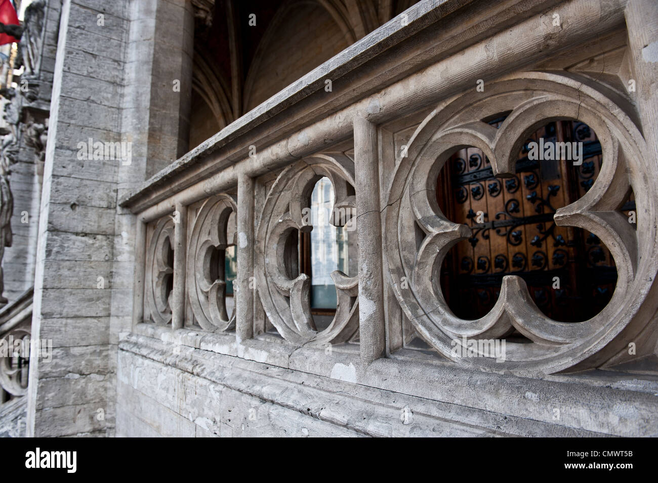 A row of clover designs on the Grand Place City Hall building Stock ...