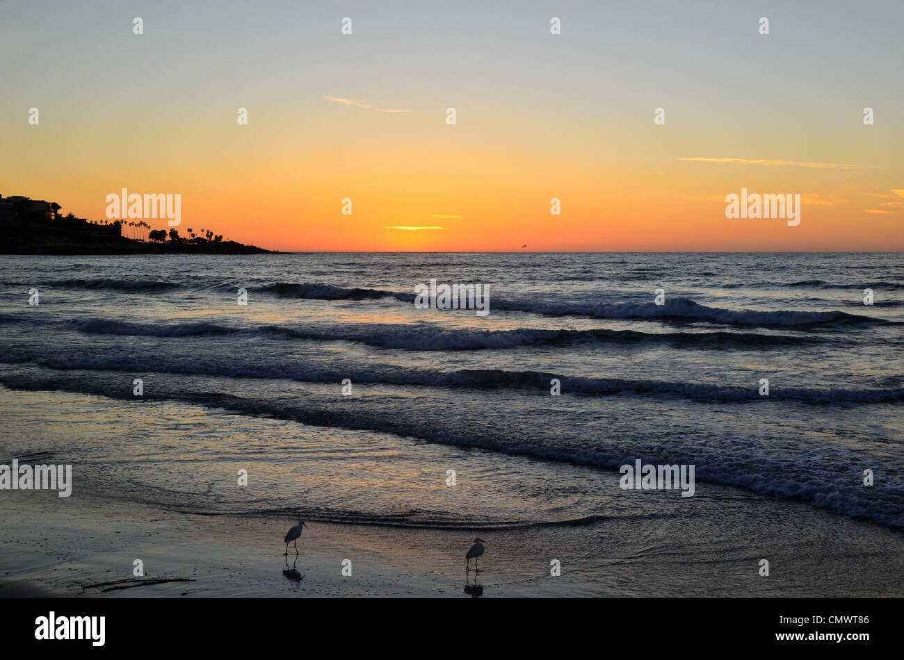 Sunset on the beach. La Jolla, California, USA Stock Photo - Alamy