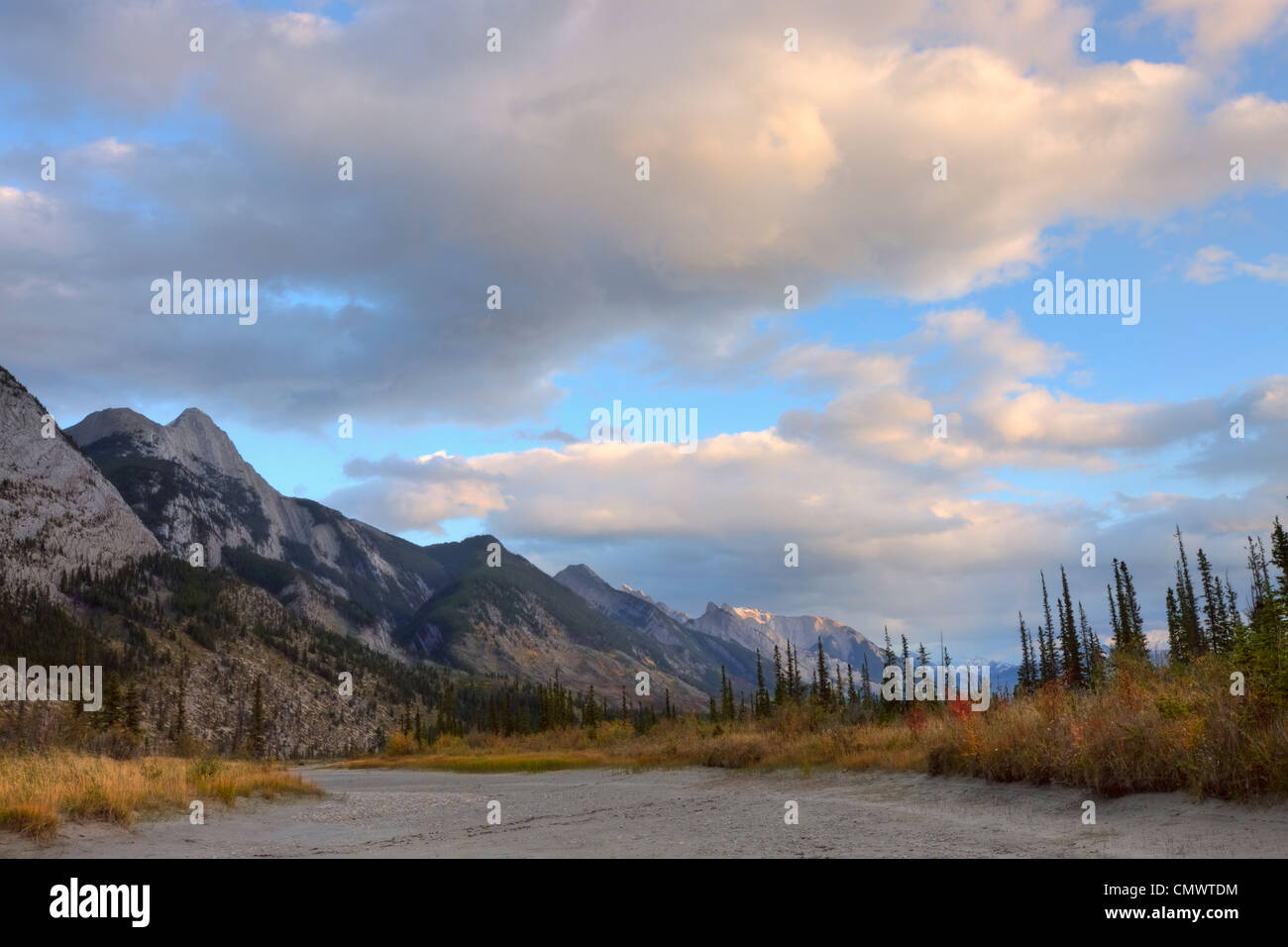 Summer clouds over Colin mountain range, Jasper National Park, Alberta ...