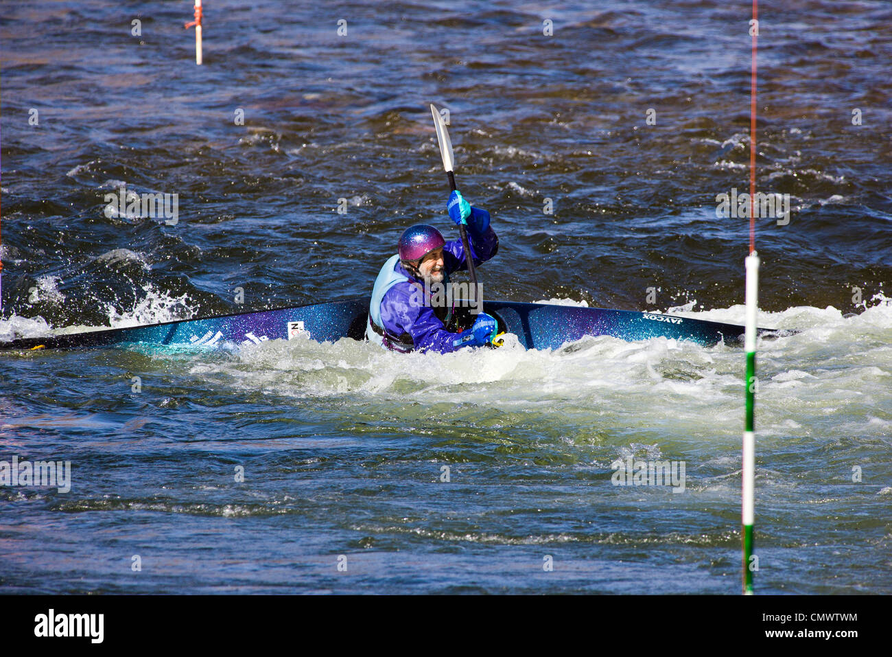 Whitewater kayak slalom race, Arkansas River, Salida, Colorado, USA ...