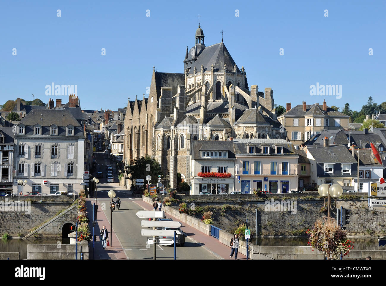 The church "Notre Dame" in Mayenne city (Mayenne department, Loire ...