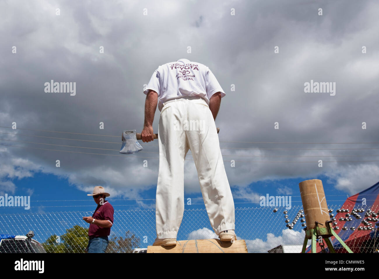 Wood chopper standing on his block. Mt Garnet Rodeo, Mt Garnet ...