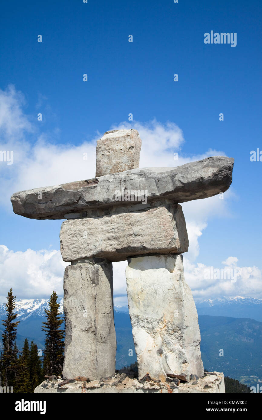 Whistler Mountain Inukshuk, symbol of 2010 Winter Olympics, close to ...