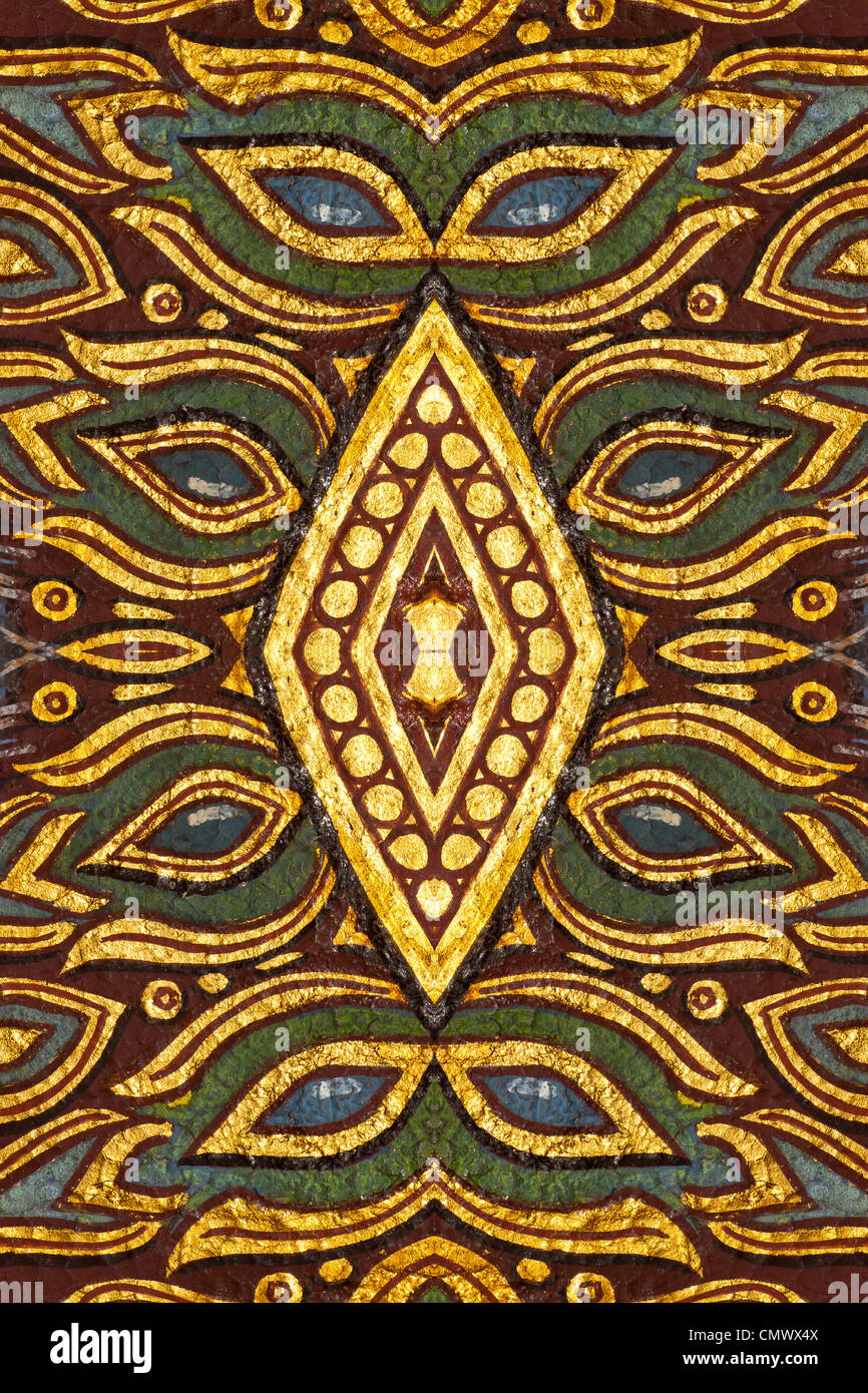 Vintage traditional Thai style art painting on temple Stock Photo - Alamy